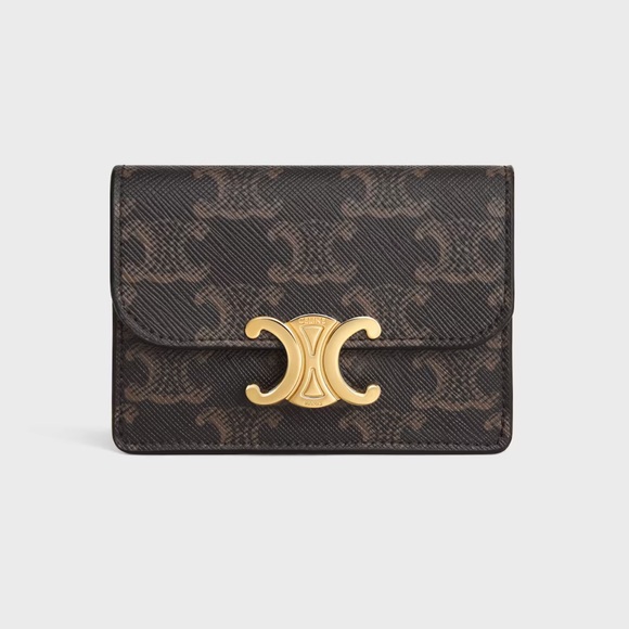 Celine | Bags | Celine Card Holder Wallet With Flap Triomphe In ...